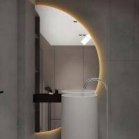 China Modern Half Moon LED Light Frameless Bathroom Vanity Mirror Touch Switch Anti-Fog IP44 Graphic Design Hotels Apartments Villas for sale