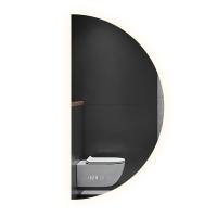 China Modern Half Moon LED Light Frameless Bathroom Vanity Mirror Touch Switch Anti-Fog IP44 Graphic Design Hotels Apartments Villas for sale