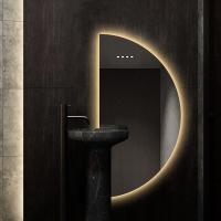China Luxurious Modern Half Moon LED Light Frameless Bathroom Vanity Mirror Touch Switch IP44 3-year Warranty Plug Powered Hotels for sale