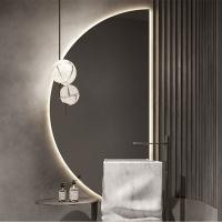 China Luxurious Modern Half Moon LED Light Frameless Bathroom Vanity Mirror Touch Switch IP44 3-year Warranty Plug Powered Hotels for sale