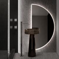 China Luxurious Modern Half Moon LED Light Frameless Bathroom Vanity Mirror Touch Switch IP44 3-year Warranty Plug Powered Hotels for sale