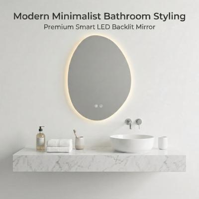 China Kingstin Premium Asymmetrical Smart LED Bathroom Mirror | Motion Sensor & Anti-Fog Technology | Modern Minimalist Design for sale