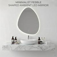 China Kingstin Asymmetrical LED Bathroom Mirror Pebble Irregular Wall Mounted Lighted Vanity Mirror 3 Colors Dimmable for sale