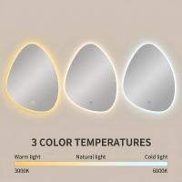China Kingstin Asymmetrical LED Bathroom Mirror Pebble Irregular Wall Mounted Lighted Vanity Mirror 3 Colors Dimmable for sale