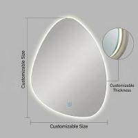 China Kingstin Asymmetrical LED Bathroom Mirror Pebble Irregular Wall Mounted Lighted Vanity Mirror 3 Colors Dimmable for sale