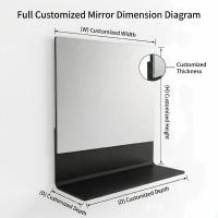 China Kingstin Frameless Bathroom Mirror with Aluminum Shelf Wall Mounted Vanity Mirror Custom Size Modern Minimalist for sale