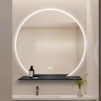 China Modern Round LED Bathroom Mirror Storage Shelf Integrated Touch Switch IP44 Rated for Hotels Apartments Compact Toilets Vanities for sale