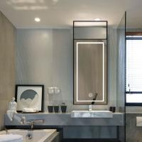 China Contemporary Modern Rectangle Touch Switch Smart Home Vanity Aluminum Alloy Stainless Steel Wall Hanging Hotel Bathroom Use for sale