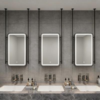 China Kingstin Suspended LED Bathroom Mirror with Touch Switch - Wall-Mounted Smart Vanity Mirror for Hotel Bathroom/Luxury Home Decor for sale