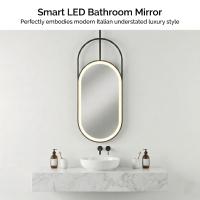 China Kingstin Custom Suspended LED Mirror Smart Bathroom Oval Ceiling Mirror Bluetooth Defogger Sensor for sale