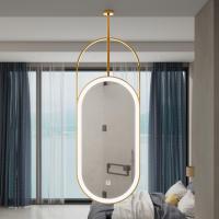 China Kingstin Custom Suspended LED Mirror Smart Bathroom Oval Ceiling Mirror Bluetooth Defogger Sensor for sale