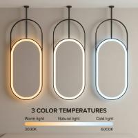 China Kingstin Custom Suspended LED Mirror Smart Bathroom Oval Ceiling Mirror Bluetooth Defogger Sensor for sale