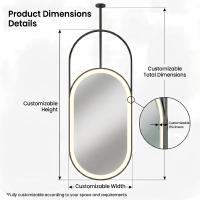 China Kingstin Custom Suspended LED Mirror Smart Bathroom Oval Ceiling Mirror Bluetooth Defogger Sensor for sale