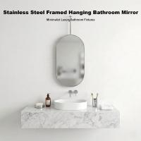 China Kingstin Custom Stainless Steel Ceiling Mounted Oval Bathroom Mirror, Hanging Vanity Mirror for Hotel & Villa for sale