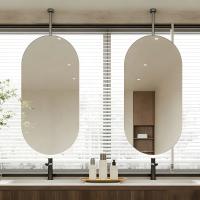 China Kingstin Custom Stainless Steel Ceiling Mounted Oval Bathroom Mirror, Hanging Vanity Mirror for Hotel & Villa for sale