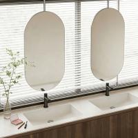 China Kingstin Custom Stainless Steel Ceiling Mounted Oval Bathroom Mirror, Hanging Vanity Mirror for Hotel & Villa for sale
