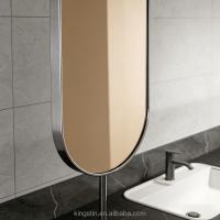 China Kingstin Bathroom Toilet Smart Mirror Hanging Design Bath Anti-fog Oval Makeup Mirror With Led Light Illuminated for Mall for sale