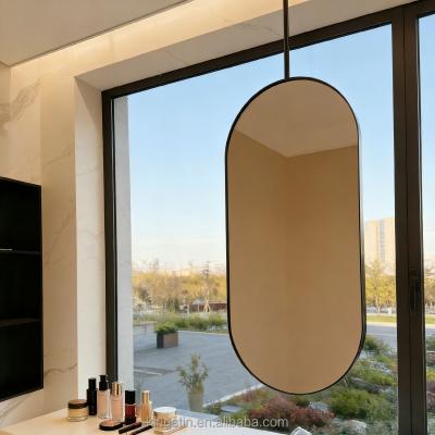 China Kingstin Factory Modern Bath Mirror Anti Fog Oval With Led Light Shower Mirror Smart Wall Touch Screen for Bedroom for sale