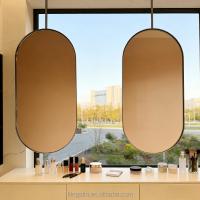 China Kingstin Ceiling Suspended Mirror Wall Hanging Mirror With Lights Long Oval Luminous Anti Fog Mirror for sale