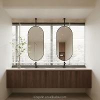 China Kingstin Hotel Bathroom Mirror Design Bath Oval Hanging Makeup Mirror for Toilet for sale