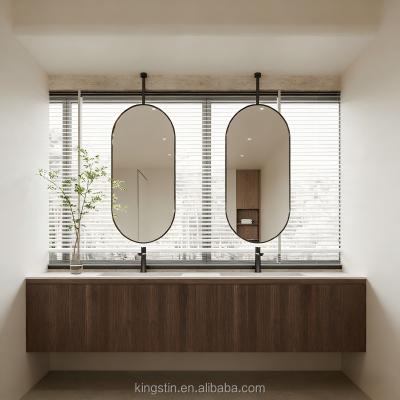 China Kingstin Hotel Bathroom Mirror Design Bath Oval Hanging Makeup Mirror for Toilet for sale