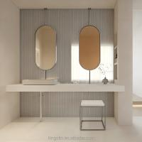 China Kingstin Hotel Bathroom Mirror Design Bath Oval Hanging Makeup Mirror for Toilet for sale