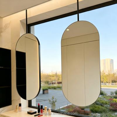 China Kingstin Modern Framed Mirror for Home Decor and Hotel Bath Ceiling Hung Suspended Metal Frame for Bedrooms for sale