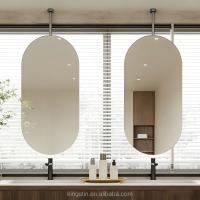 China Kingstin Decorative Round Oval Shape Wall Mounted Bathroom Vanity Mirror With Metal Frame for sale