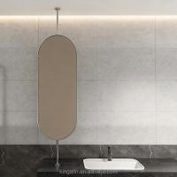 China Kingstin Decorative Round Oval Shape Wall Mounted Bathroom Vanity Mirror With Metal Frame for sale