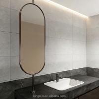 China Kingstin Nordic Style Suspender Runway Style Back Illuminated Hotel Bathroom Mirror Ceiling Suspended Mirror for sale