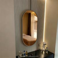 China Kingstin Nordic Style Suspender Runway Style Back Illuminated Hotel Bathroom Mirror Ceiling Suspended Mirror for sale