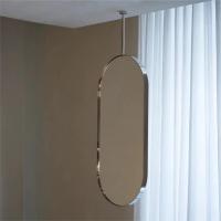 China Double-Sided Stainless Steel Oval Bathroom Mirror Hanging Ceiling Suspended Mirror for Hotels and B&Bs with Hanging Rod for sale