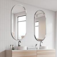 China Stainless Steel Framed Wall-Mounted Oval Vanity Mirror Bathroom Mirror for Hotel Apartment or Villa for Washroom or Sink Area for sale