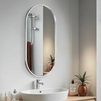 China Stainless Steel Framed Wall-Mounted Oval Vanity Mirror Bathroom Mirror for Hotel Apartment or Villa for Washroom or Sink Area for sale