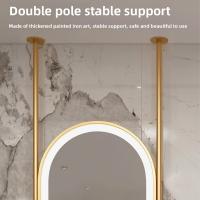 China Hotel-Grade Oval Double Rod Suspended Stainless Steel Frame Bathroom Ceiling Mirror Rectangle IP44 Modern Touch Switch for Villa for sale