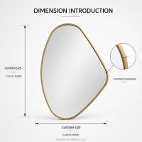 China Kingstin Custom Irregular LED Bathroom Mirror, Asymmetrical Backlit Vanity Mirror, Gold Frame Pebble Wall Mirror for sale