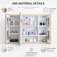 China Kingstin Durable ABS Bathroom Mirror Cabinet, 3-Door Wall-Mounted Storage with Custom Size for Hotel Projects for sale