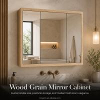 China Kingstin Durable ABS Bathroom Mirror Cabinet, 3-Door Wall-Mounted Storage with Custom Size for Hotel Projects for sale