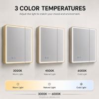 China Kingstin Custom ABS LED Mirror Cabinet for Modern Bathrooms | 3 Color Light, Defogging, Bluetooth, Optional Android for sale
