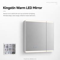 China Kingstin Luxury ABS LED Mirror Cabinet with Defogger, Smart Storage and 3 Color Lighting for Projects for sale
