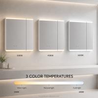 China Kingstin Luxury ABS LED Mirror Cabinet with Defogger, Smart Storage and 3 Color Lighting for Projects for sale