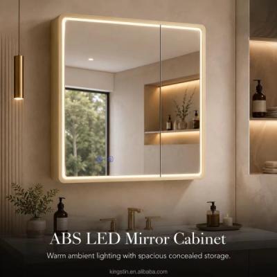 China Kingstin Custom ABS LED Mirror Cabinet for Modern Bathrooms | 3 Color Light, Defogging, Bluetooth, Optional Android for sale