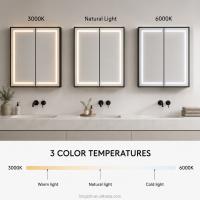 China Kingstin Luxury Customizable LED Bathroom Mirror Cabinet with Anti-Fog Dimmable Light & Adjustable Storage Matte Black for sale