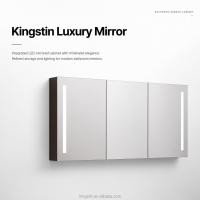 China Kingstin Premium Copper-Free Silver Glass Smart LED Mirror Cabinet for Hotels & Home Bathrooms for sale
