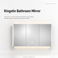 China Kingstin Smart LED Bathroom Mirror Cabinet with Lights, Defogger & Clock | Premium Storage Vanity Medicine Cabine for sale