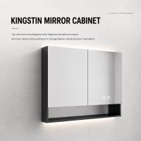 China Kingstin LED Backlit Mirror Cabinet, Anti-Fog Aluminum Alloy Smart Bathroom Medicine Cabinet with Storage & USB for sale