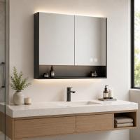China Kingstin LED Backlit Mirror Cabinet, Anti-Fog Aluminum Alloy Smart Bathroom Medicine Cabinet with Storage & USB for sale