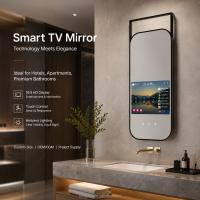 China Kingstin Architectural Stainless Steel Smart TV Bathroom Mirror for Hotels, Custom Frame Color for sale
