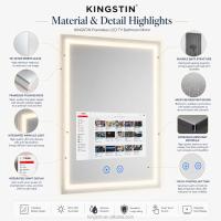 China Kingstin Custom Frameless LED TV Bathroom Mirror with 3 Color Temperatures and Defog for Hotels, for sale