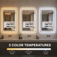 China Kingstin Custom Frameless LED TV Bathroom Mirror with 3 Color Temperatures and Defog for Hotels, for sale